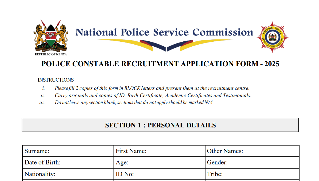 TSC Recruitment 2025/2026 Portal, Job Vacancies, Application Form